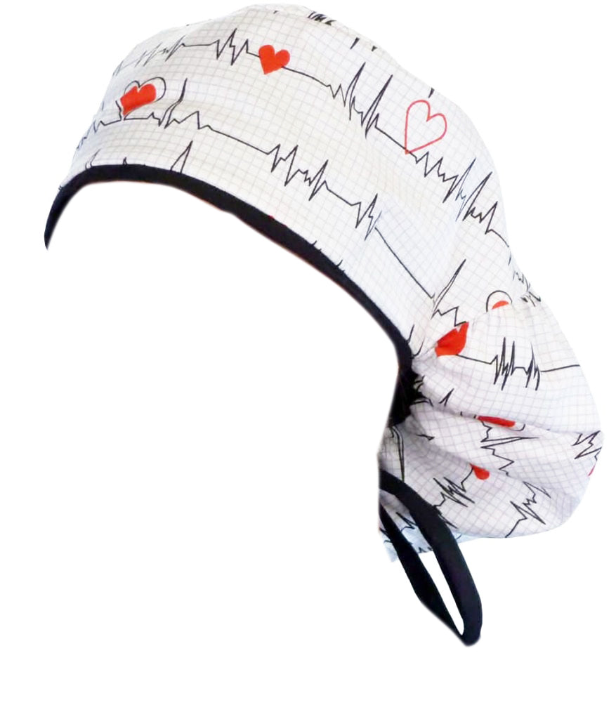 Big Hair Bouffant White Heart Beat EKG Scrub Cap – Shop Urban Sass