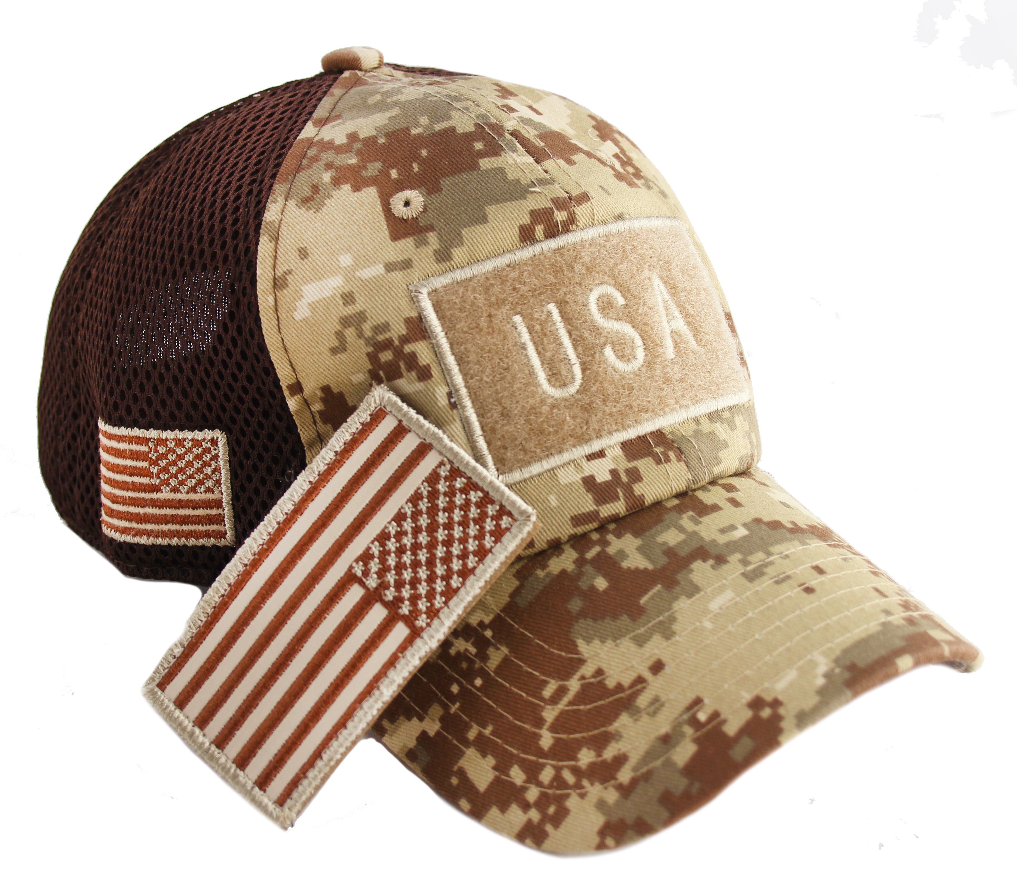 Beige Camo USA Mesh Flag Baseball Cap Removable Patch – Shop Urban Sass